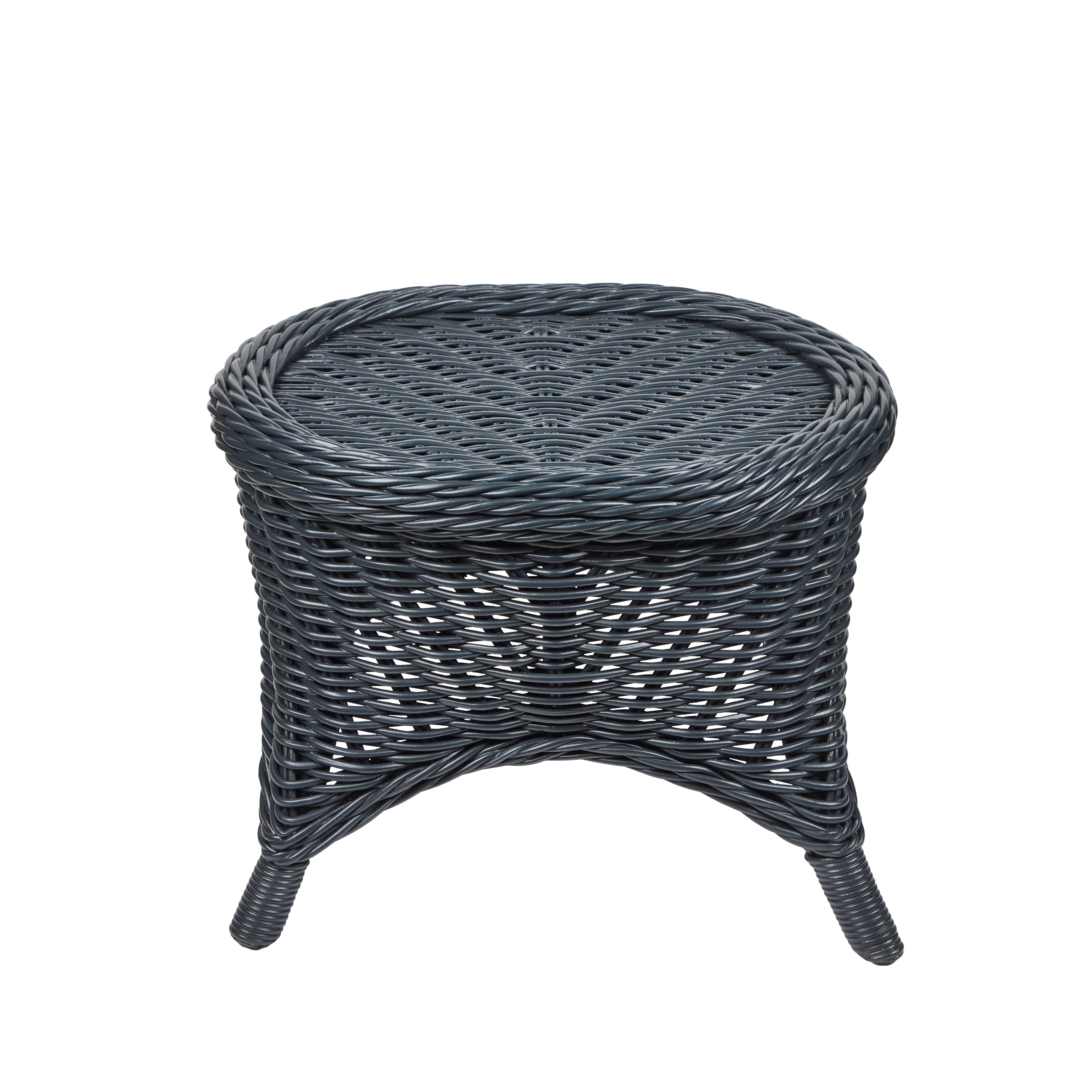Vintage Small Wicker Table with New Blue/Grey Painted Finish – Maude Woods