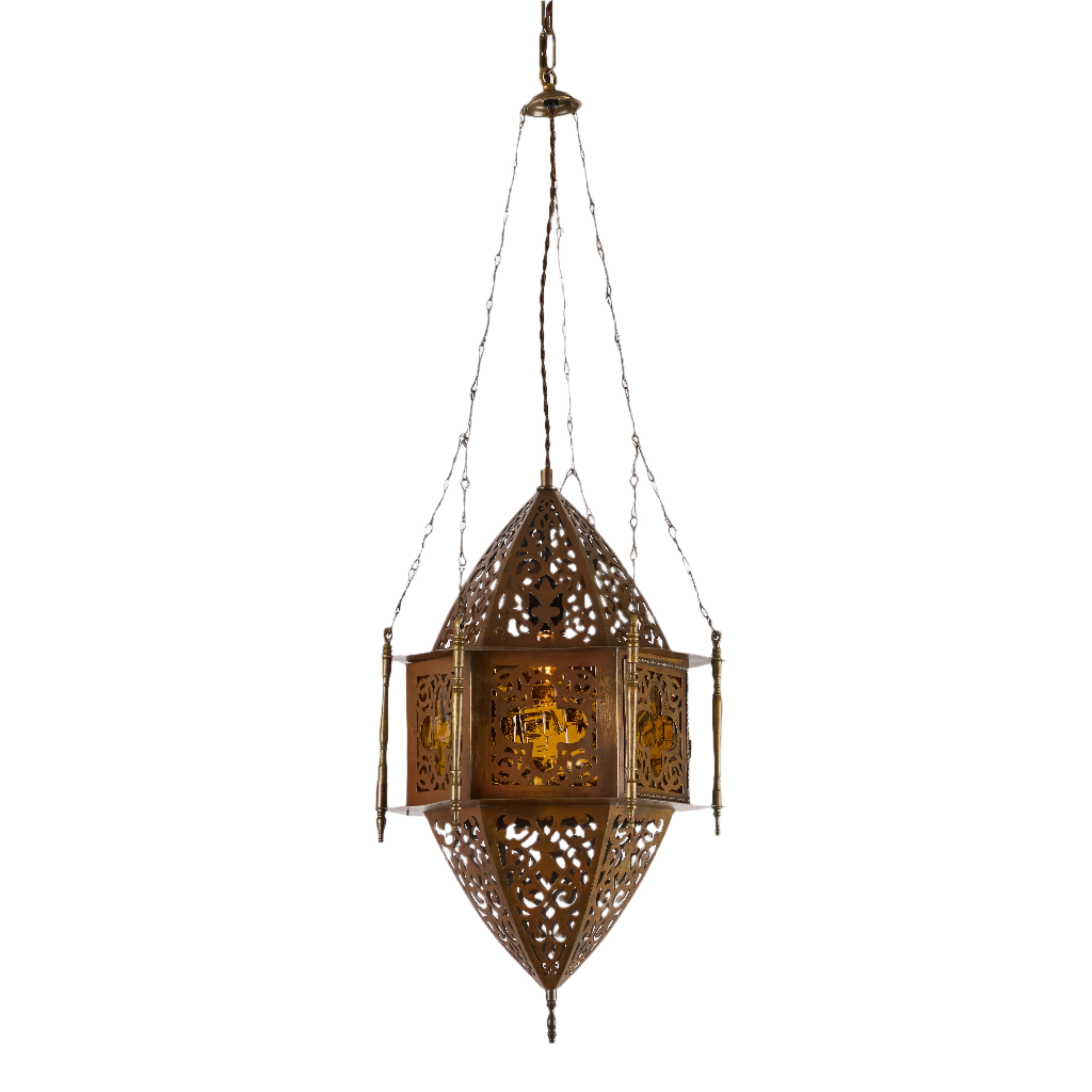 Vintage Moroccan Lantern w/ Amber Glass Panels – Maude Woods
