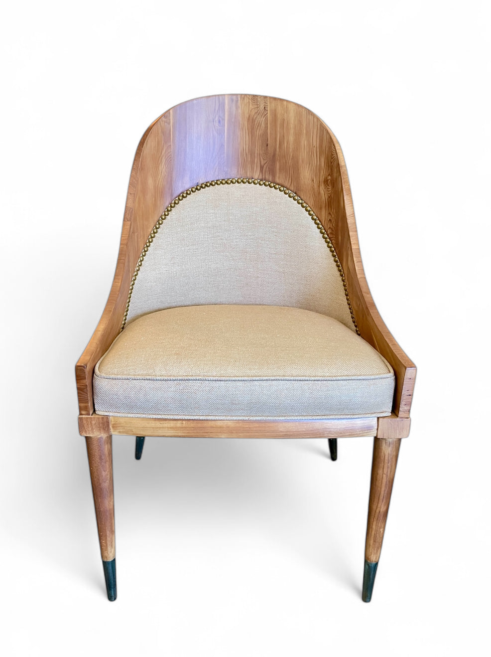 Vintage Wood Frame Side Chair, Newly Upholstered in Italian Linen w/ a ...