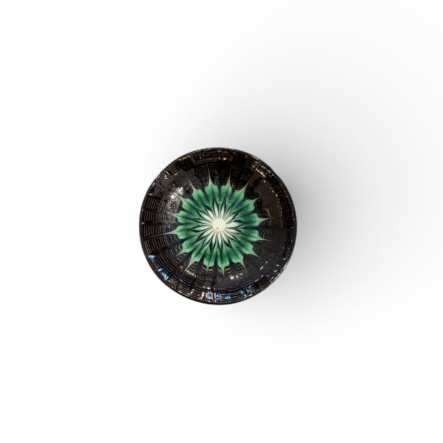 Vintage Small Flat Dish by HAK, Denmark, Signed | Black w/Green Center ...