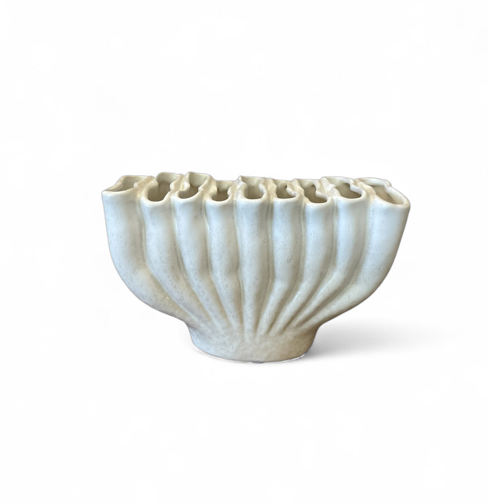 Banyan White Ceramic Sculptural Vase | M – Maude Woods
